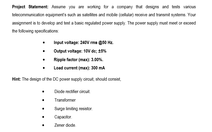 Solved Project Statement: Assume you are working for a | Chegg.com