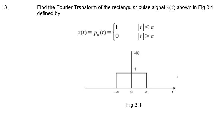 Solved 3. Find the Fourier Transform of the rectangular | Chegg.com