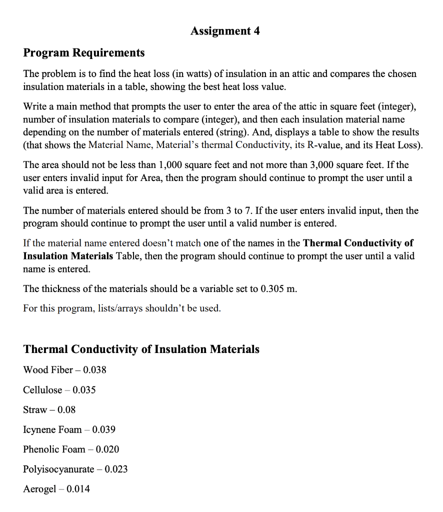 Solved Program Requirements The problem is to find the heat | Chegg.com