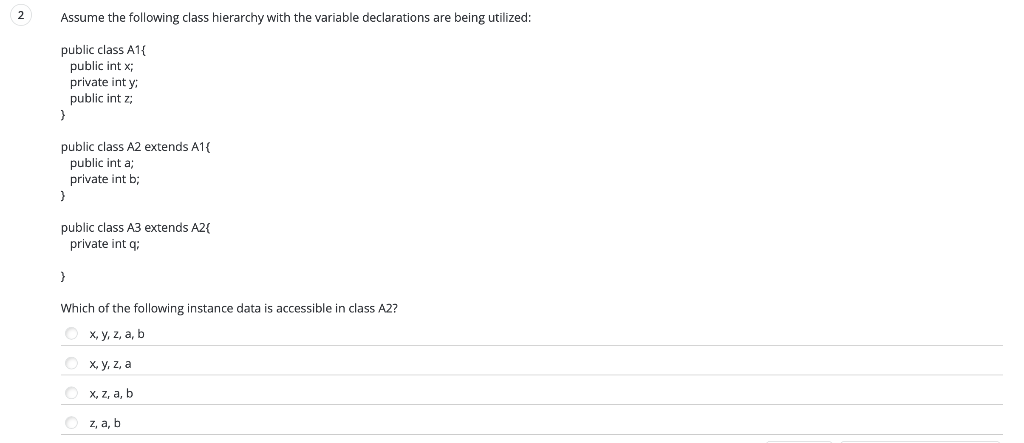 Solved Assume the following class hierarchy with the | Chegg.com