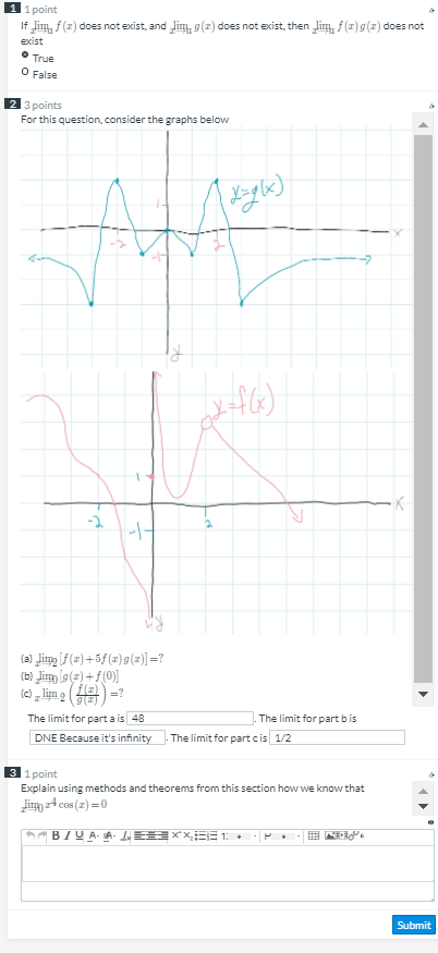 Solved 1 1 point If lim, f(t) does not exist and dinn, 9(2) | Chegg.com