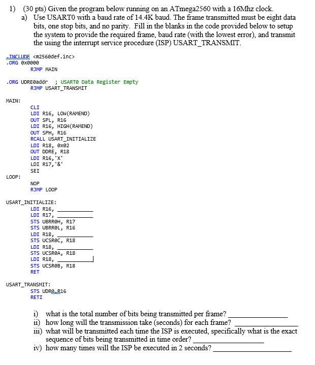 Solved 1) (30 pts) Given the program below running on an | Chegg.com