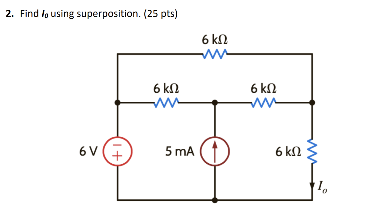 Solved Find I0 ﻿using superposition. ( 25pts ) | Chegg.com