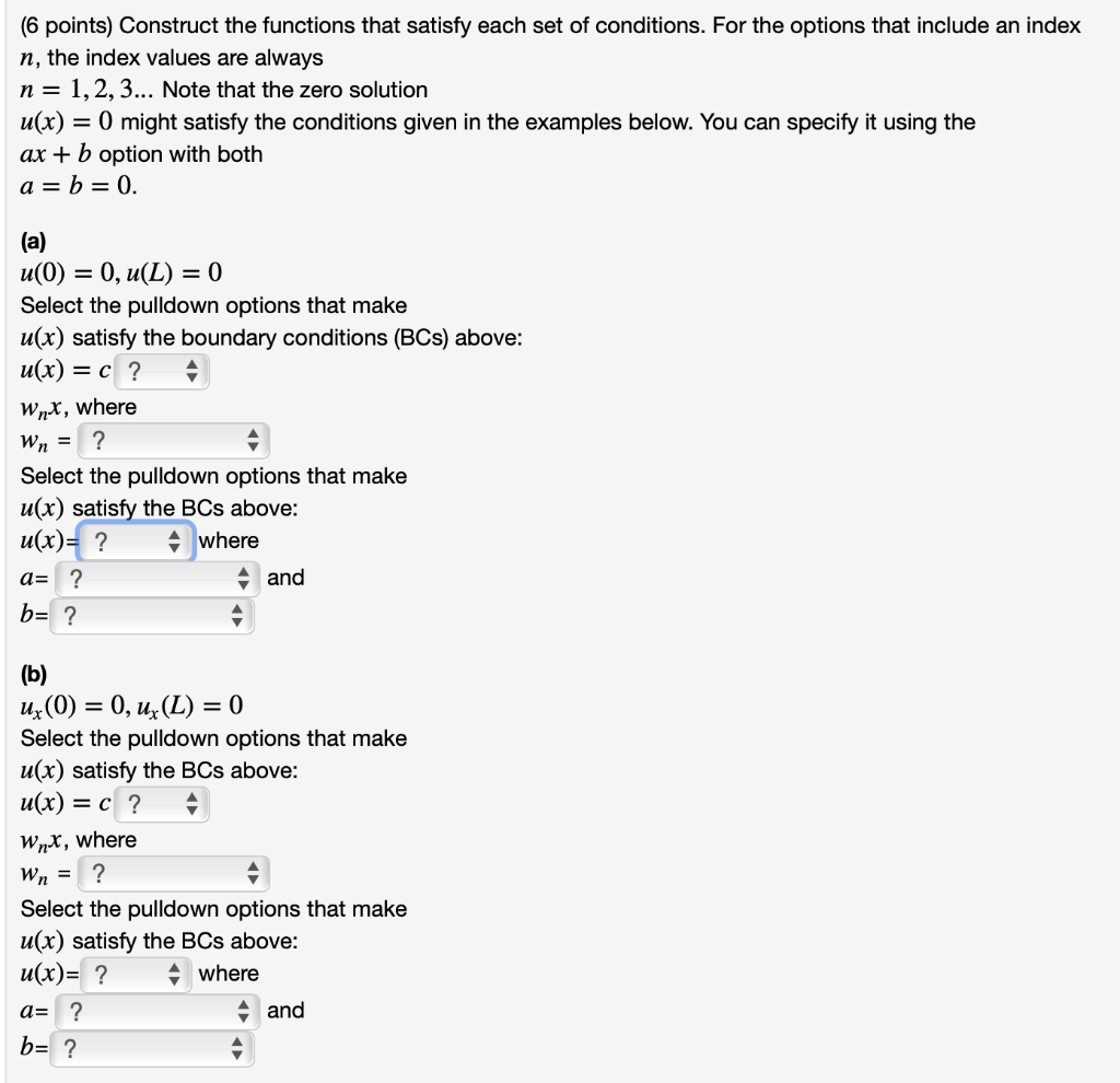 (6 points) Construct the functions that satisfy each | Chegg.com