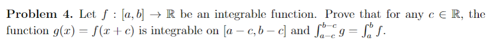 Solved Problem 4. Let f:[a,b]→R be an integrable function. | Chegg.com