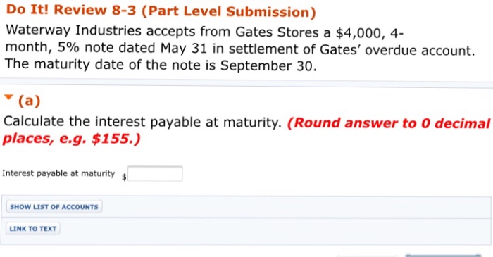 Solved Do It! Review 8-3 (Part Level Submission) Waterway | Chegg.com