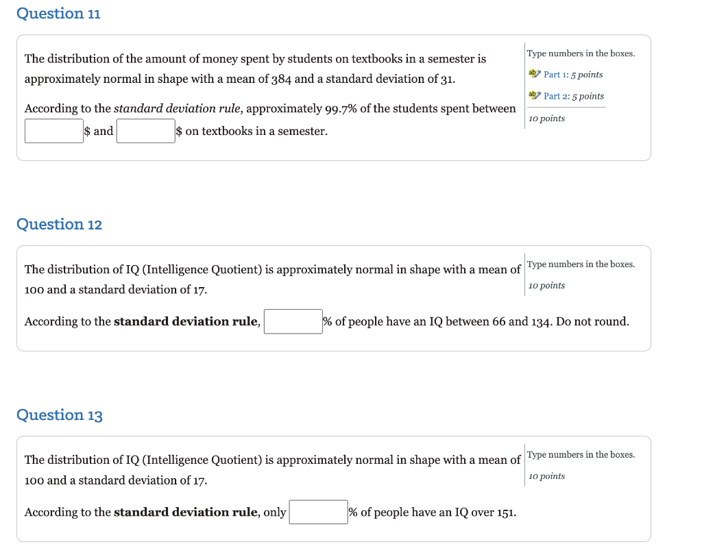 Solved Question 12 The distribution of IQ (Intelligence | Chegg.com