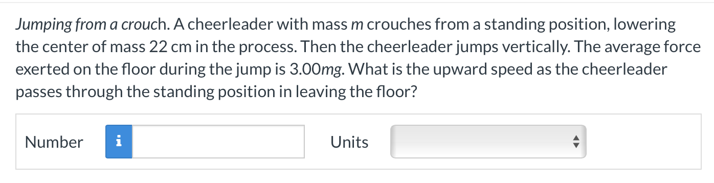 Solved Jumping from a crouch. A cheerleader with mass m | Chegg.com