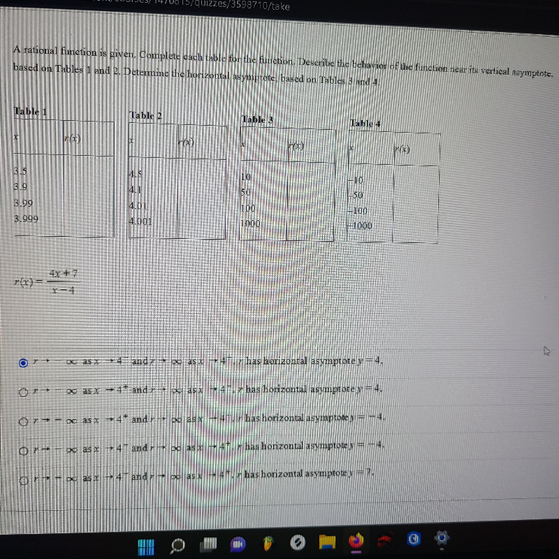 Solved A rational function is given. Complete cach tabie for | Chegg.com
