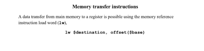 Solved Memory transfer instructions A data transfer from | Chegg.com