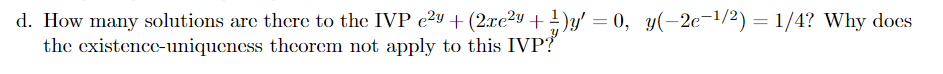 Solved d. How many solutions are there to the IVP 24 + | Chegg.com