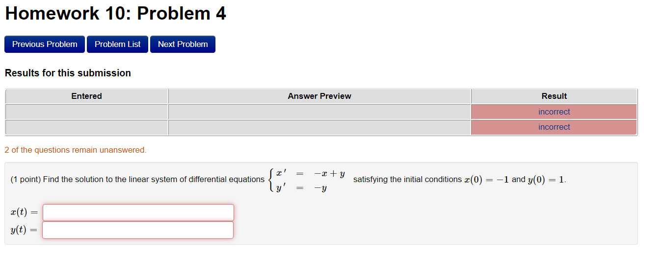 Solved Homework 10: Problem 4 Results for this submission 2 | Chegg.com