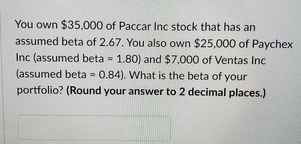 Solved You own $35,000 of Paccar Inc stock that has an | Chegg.com