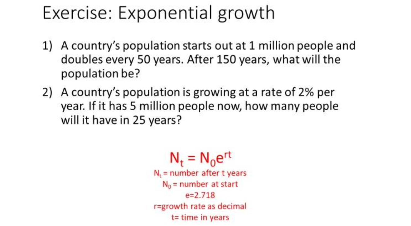 Solved Exercise: Exponential growth 1) A country's | Chegg.com