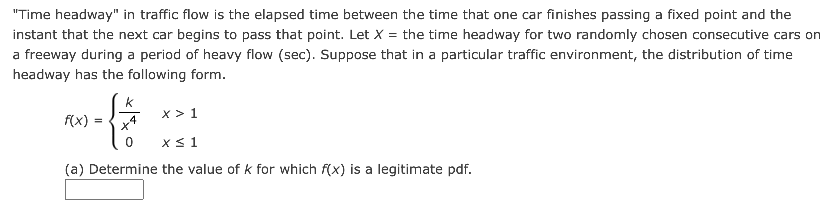 Solved "Time headway" in traffic flow is the elapsed time | Chegg.com