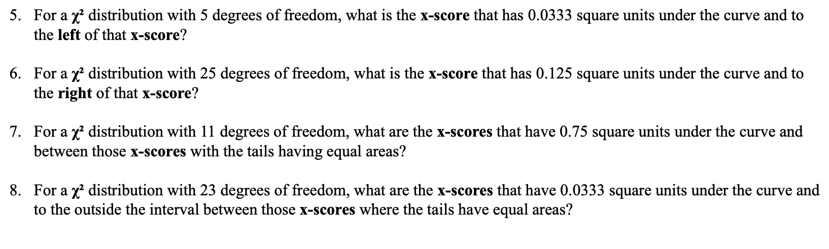 5. For a x2 distribution with 5 degrees of freedom, | Chegg.com