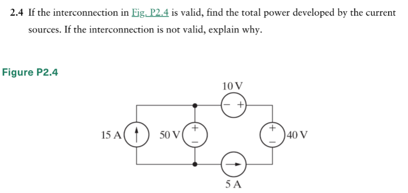 Solved 2.4 If the interconnection in Fig. P2.4 is valid, | Chegg.com