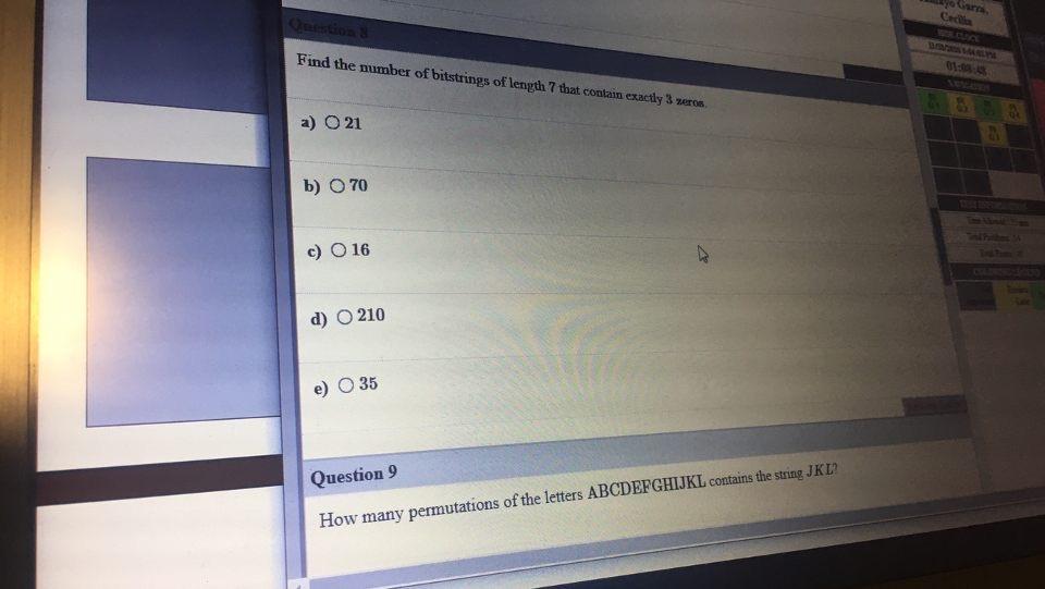 Solved Cecilia Questions DELTA Find the number of bitstrings | Chegg.com