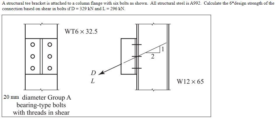 Solved A structural tee bracket is attached to a column | Chegg.com