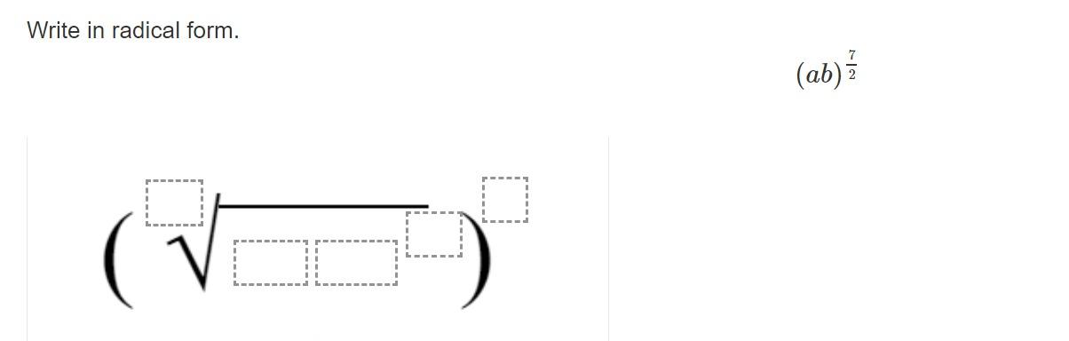 Solved Write in radical form. (ab)27 | Chegg.com