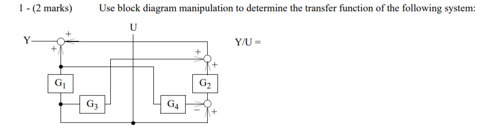 Solved 1 - (2 marks) Use block diagram manipulation to | Chegg.com