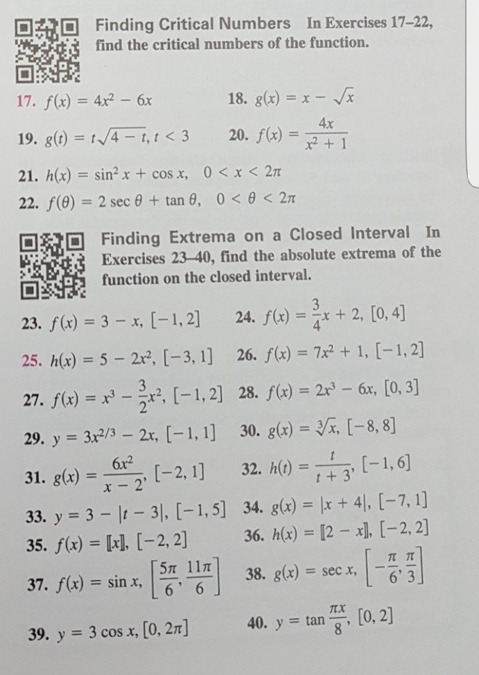 Solved Finding Critical Numbers In Exercises 17-22, 3 find | Chegg.com