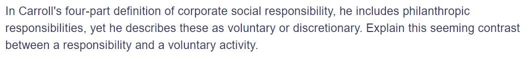 Solved In Carroll's four-part definition of corporate social | Chegg.com