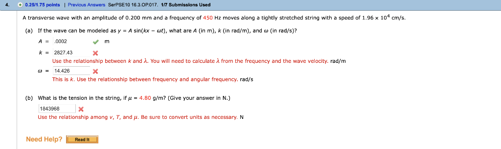 Solved 4. 0.25/1.75 points | Previous Answers SerPSE10 | Chegg.com