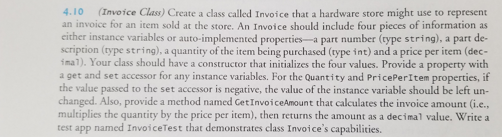 Solved 4.10 (Invoice Class) Create a class called Invoice | Chegg.com