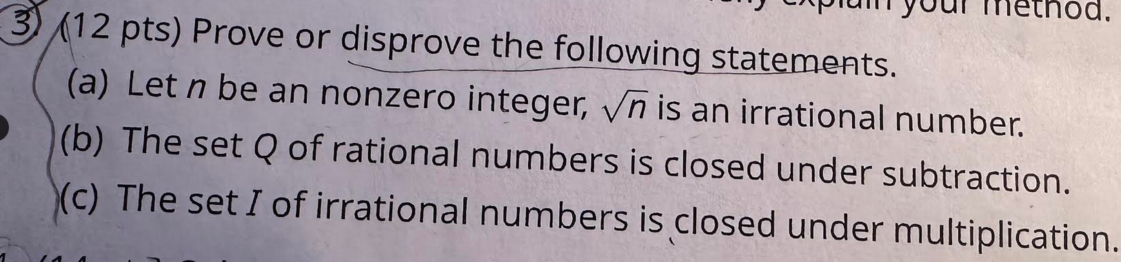 Solved 3) (12 pts) Prove or disprove the following | Chegg.com