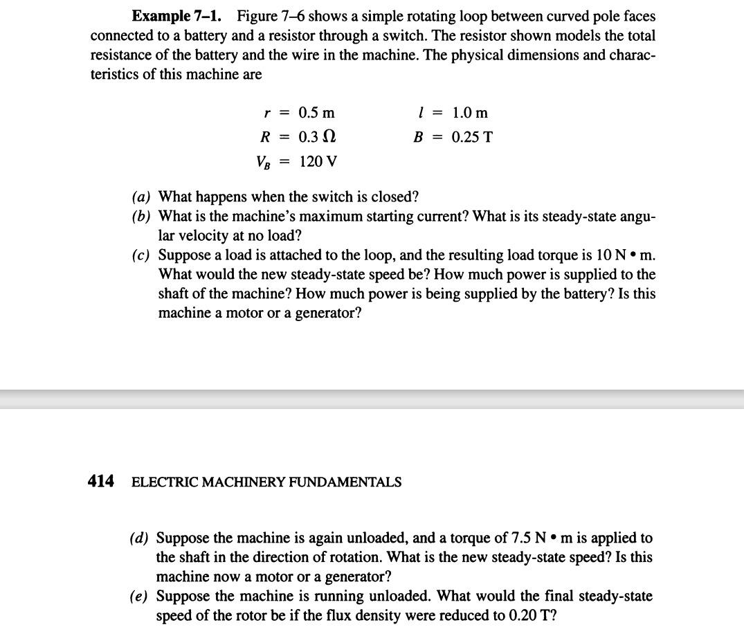 2. For the de machine shown in Example 7-1 of the | Chegg.com