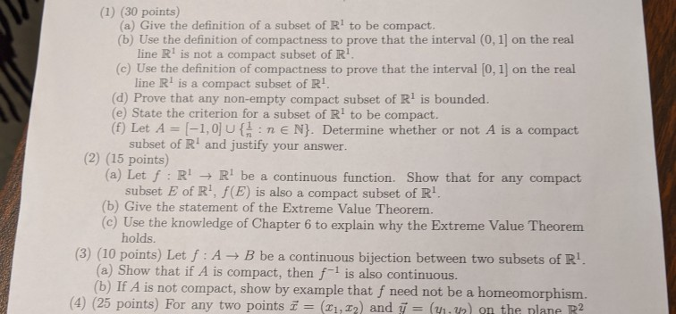 Solved (1) (30 points) (a) Give the definition of a subset | Chegg.com