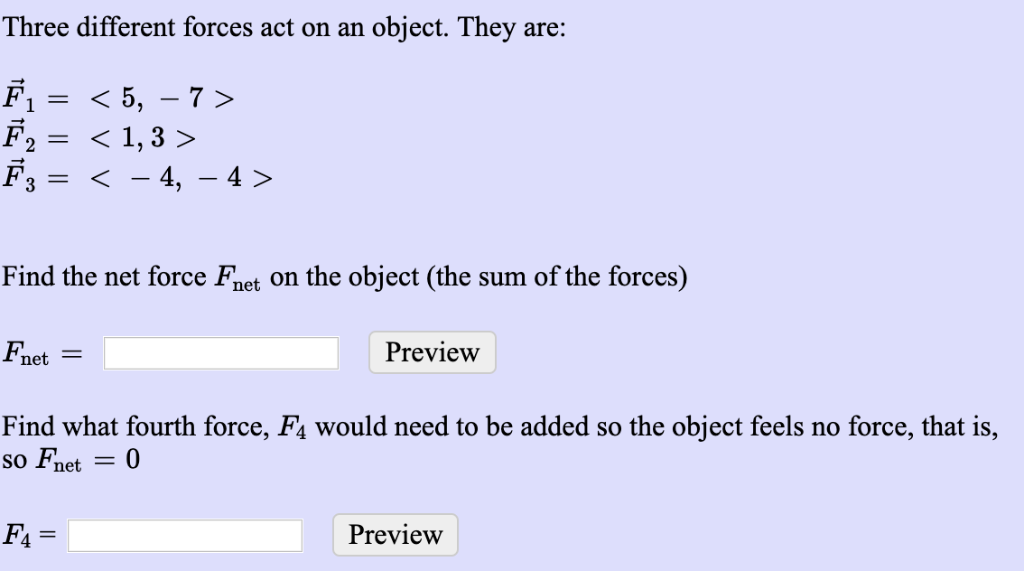 Solved Three Different Forces Act On An Object They Are F1
