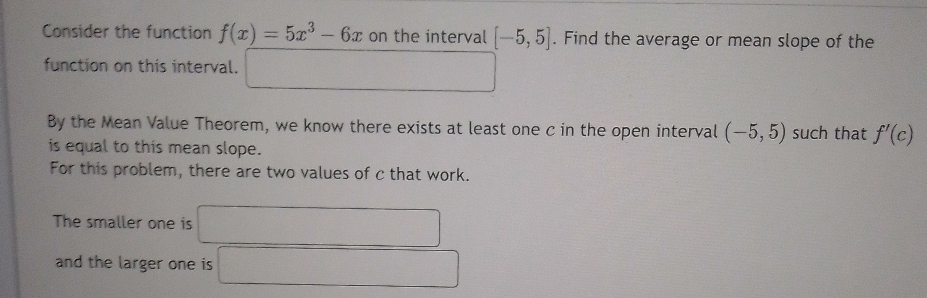 Solved Consider the function f(x)=5x3-6x ﻿on the interval | Chegg.com