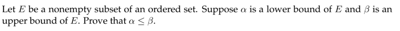 Solved Let E be a nonempty subset of an ordered set. Suppose | Chegg.com