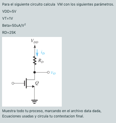 Solved For the following circuit, calculate VM with the | Chegg.com