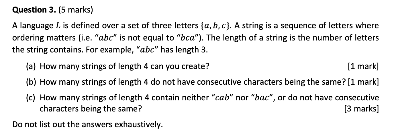 Solved Question 3 5 Marks A Language L Is Defined Over A 