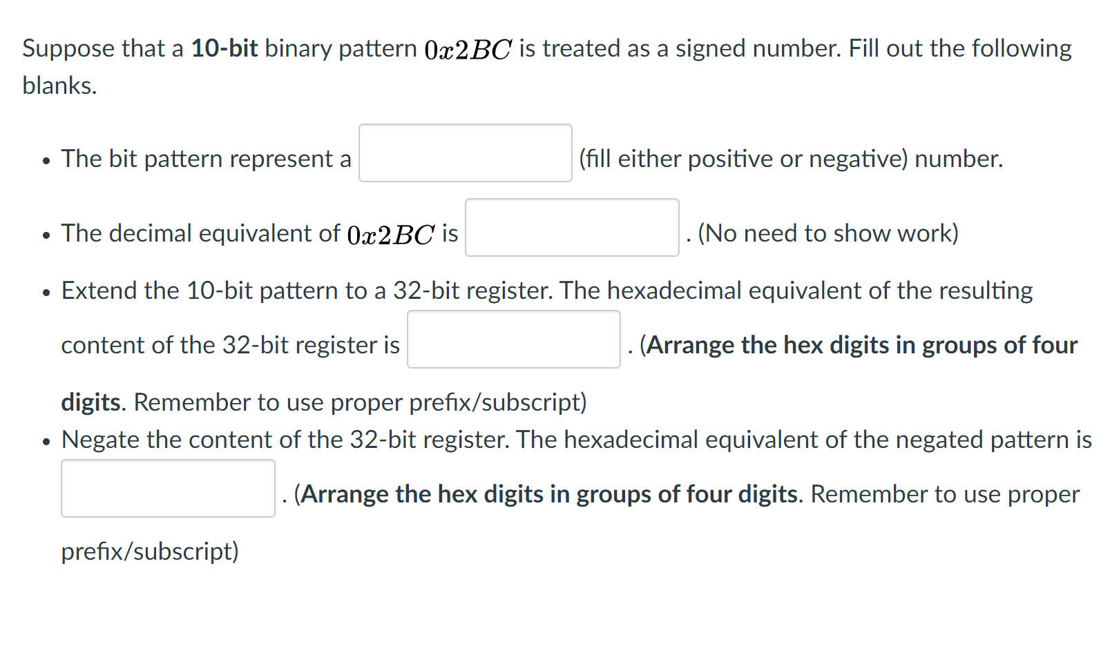 Solved Suppose that a 10-bit binary pattern 0x2 BC is | Chegg.com
