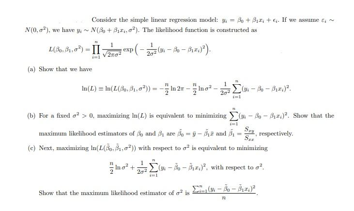 Solved Consider the simple linear regression model: y = Bo + | Chegg.com