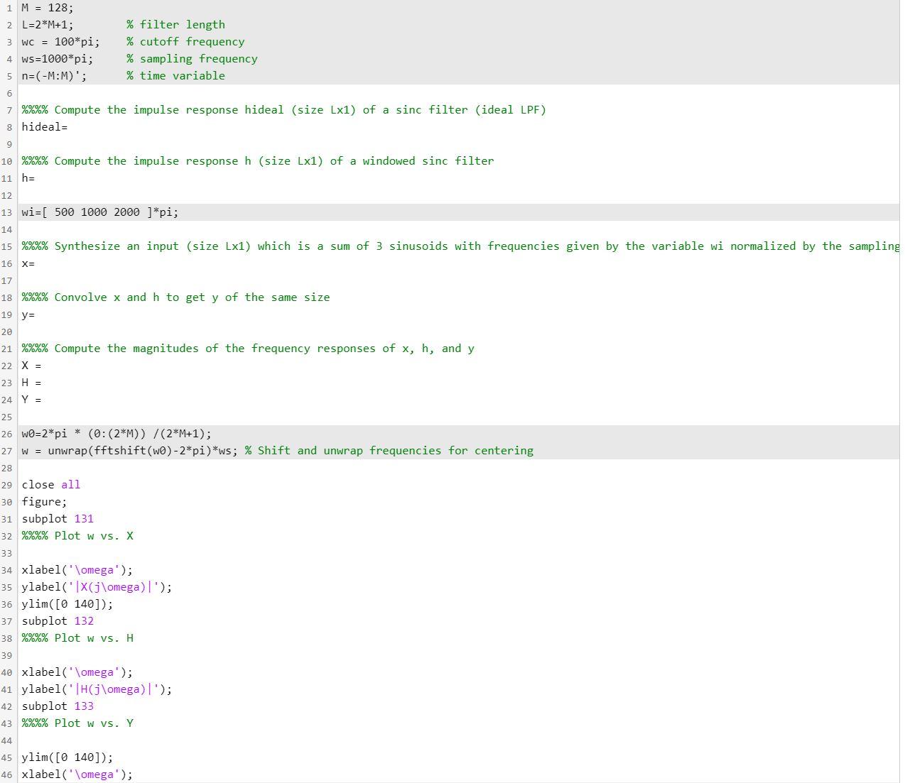 Problem 4: Windowed Sinc Filter My Solutions A sinc | Chegg.com