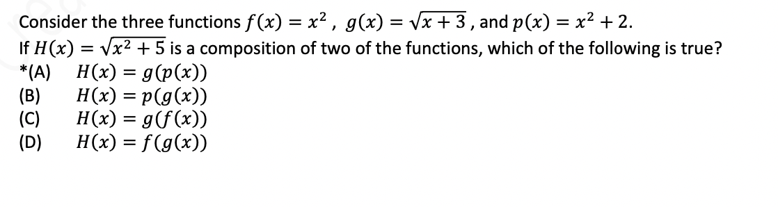 Solved Consider the three functions f(x)=x2,g(x)=x+3, and | Chegg.com
