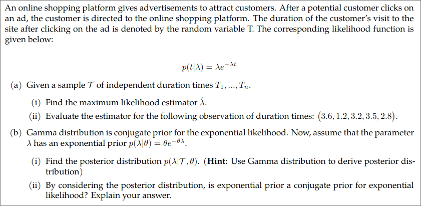 Solved An online shopping platform gives advertisements to | Chegg.com