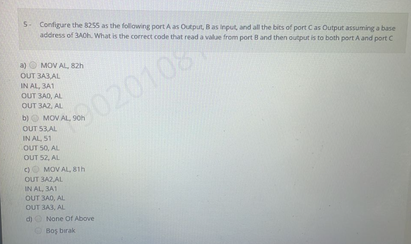 Solved 5- Configure the 8255 as the following port A as | Chegg.com