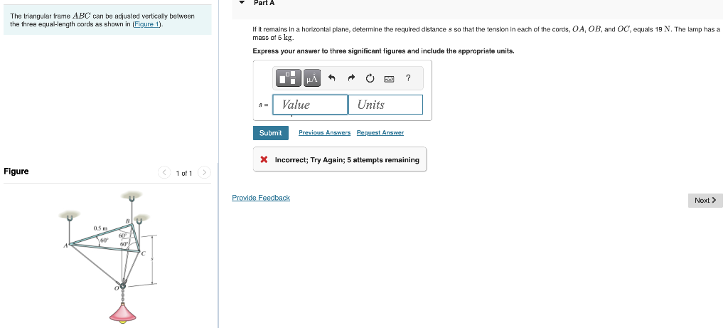 Solved The triangular frame ABC can be adjusted vertically | Chegg.com