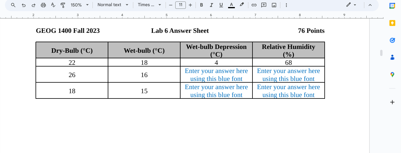 Solved GEOG 1400 Fall 2023 Lab 6 Answer Sheet 76 Points | Chegg.com