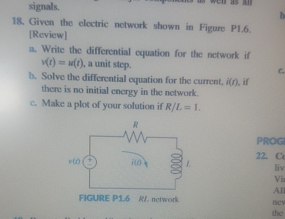 Solved signals. 18. Given the electric network shown in | Chegg.com