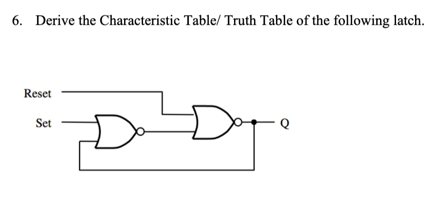 Solved 6. Derive the Characteristic Table/ Truth Table of | Chegg.com