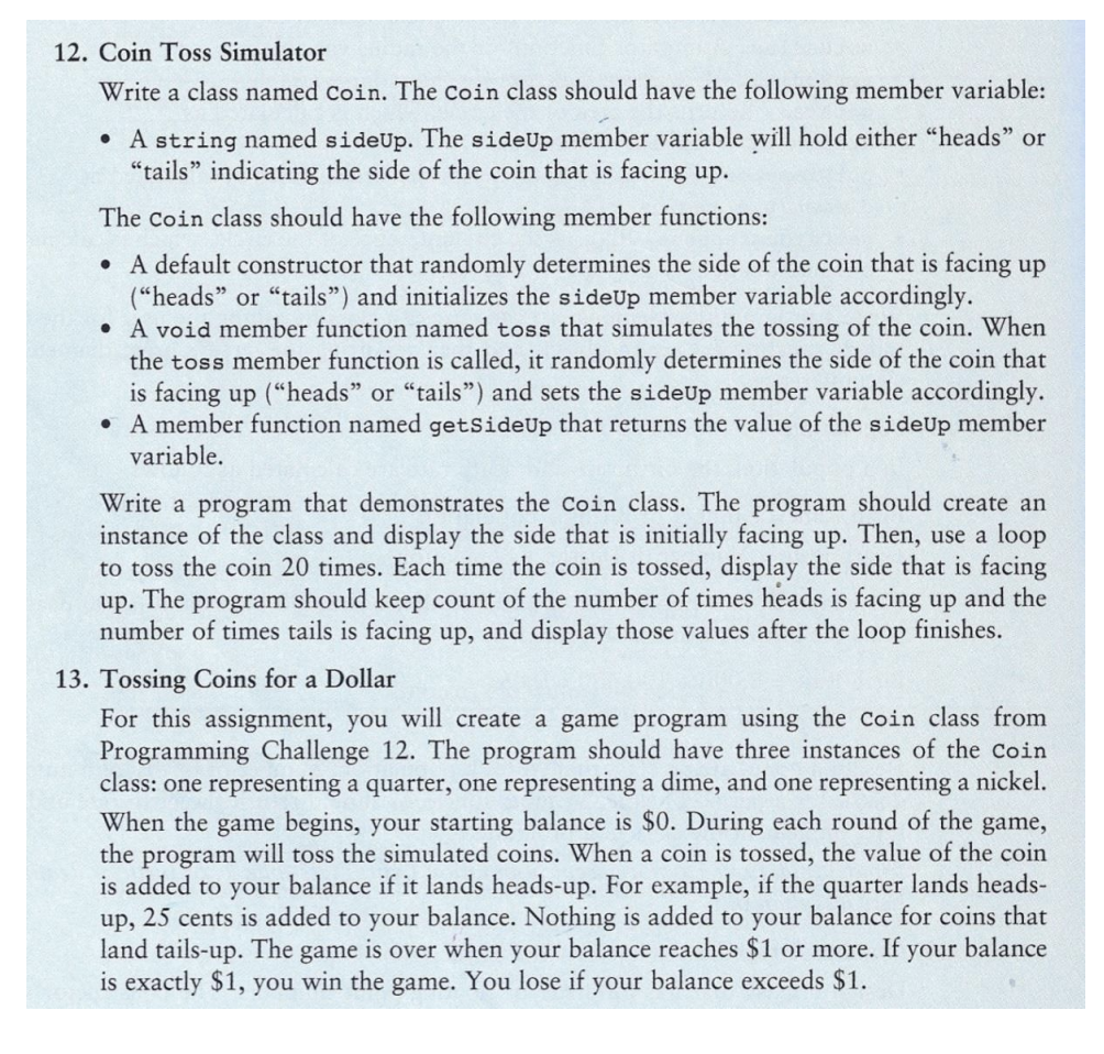 Solved Program 2: Coin Toss Simulator For this program, | Chegg.com