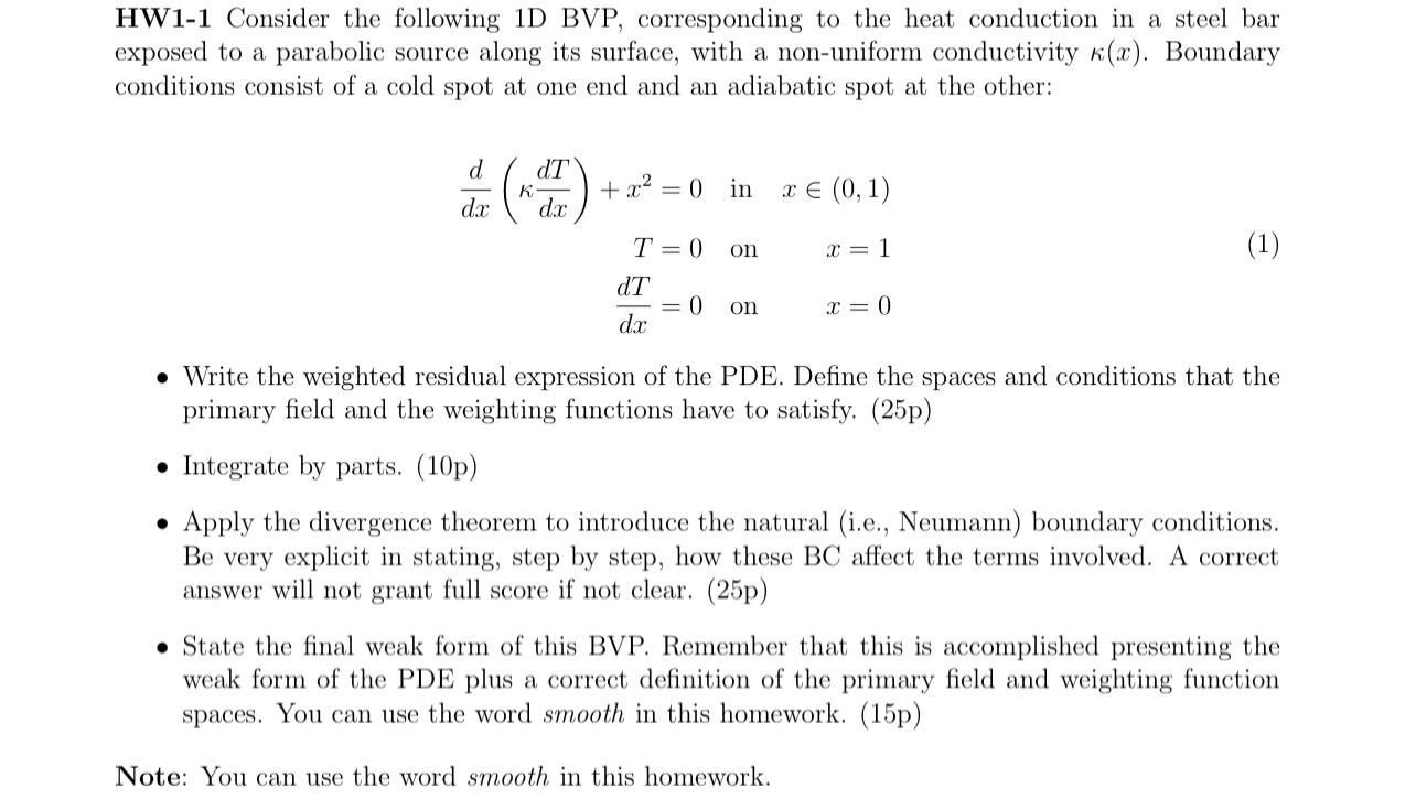 Solved HW1-1 Consider the following 1D BVP, corresponding to | Chegg.com
