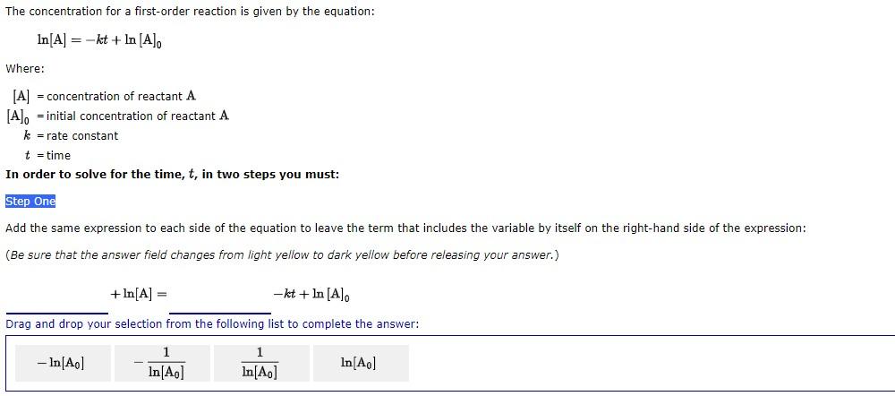 Solved The concentration for a first-order reaction is given | Chegg.com